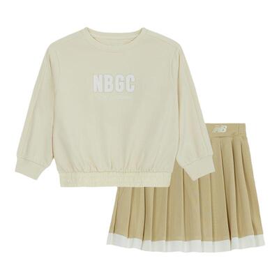 New Balance nb童装女童秋季甜美舒适卫衣百褶裙套装ND2PE33132