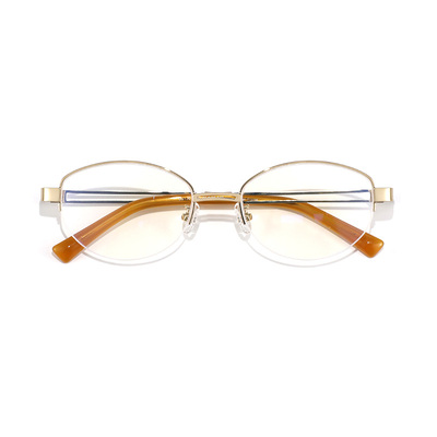 backbone老钱风半框近视眼镜女度数可配素颜金丝椭圆纯钛眼睛镜框