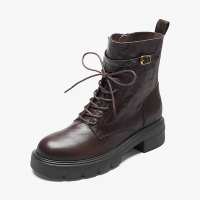 莱尔斯丹粗跟厚底马丁短靴子女士