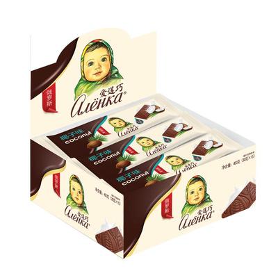 Alenka/爱莲巧俄罗斯原装进口大头娃娃纯可可脂椰子巧克力450g/盒