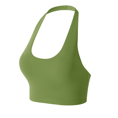 Mitaogirl挂脖美背运动内衣女裸感莱卡瑜伽文胸透气弹力健身背心