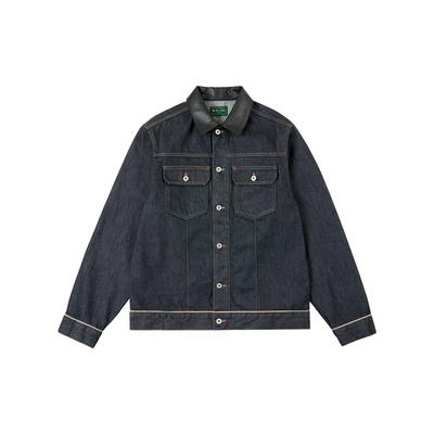 冈山小羊皮领夹克外套