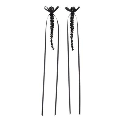 Simone Rocha Slim Bow Ribbon Drip 蝴蝶结水晶耳饰
