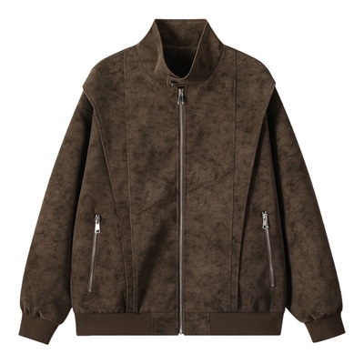 胖胖哥美式工装立领大码宽松夹克