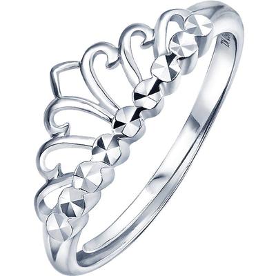 周生生Pt950铂金戒指女款白金皇冠戒指女戒珠宝开口戒78007R