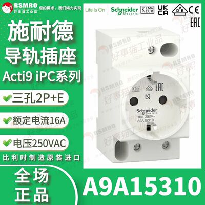 议价A9A15310施耐德符合欧洲安全标准插座三孔2PE 16A250VAC欧盟