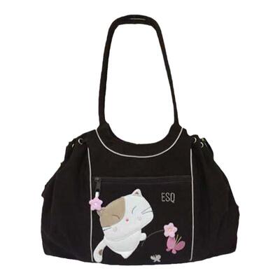 【esq正品】纯棉猫单肩包帆布包
