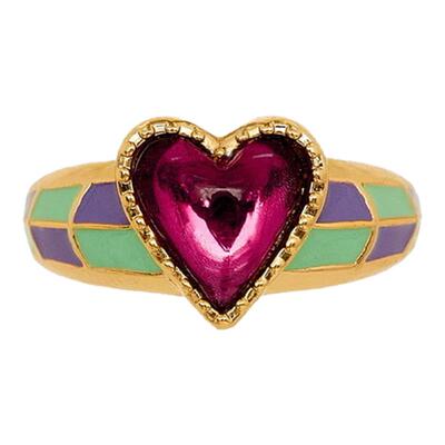 田曦薇孙千同款紫眼爱心戒指