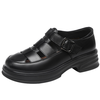 猪笼鞋低跟镂空罗马凉鞋女