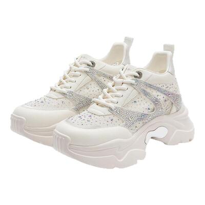 诺贝达增高百搭时尚女鞋2025夏季新款水钻厚底老爹鞋RCM255905