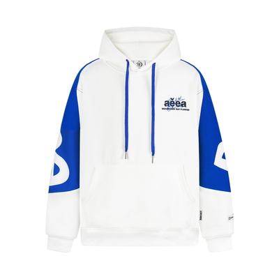 美式字母贴布刺绣拼接连帽卫衣