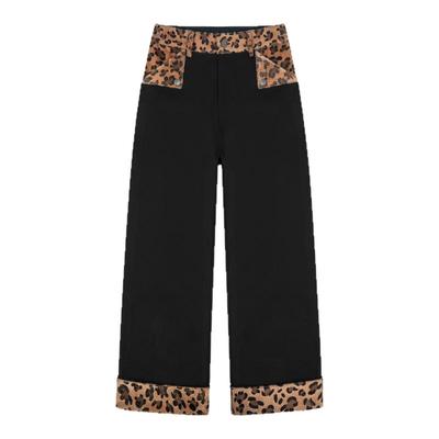 ANTIDOTE毛感豹纹拼接工装裤男廓形直筒长裤复古休闲奶牛纹阔腿裤