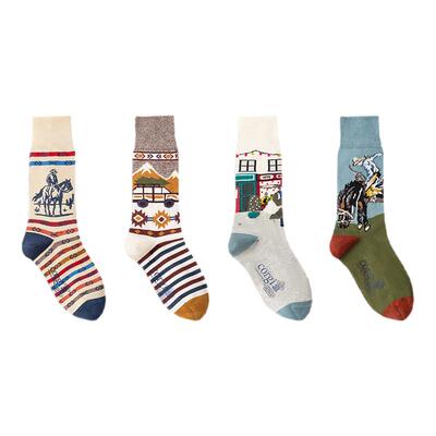 CORGI英国进口男士袜子英伦印花西部牛仔中筒袜秋冬季款圣诞温馨