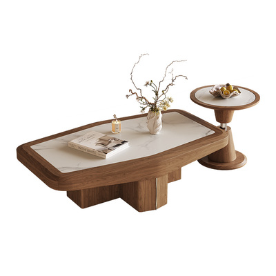 奥古斯特胡桃木饰面微晶石茶几