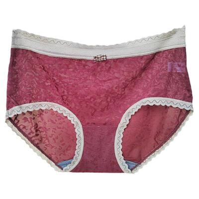 彩田内裤女中腰蕾丝边石墨烯抗菌