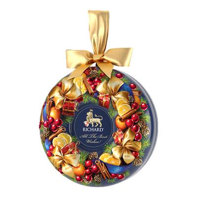 瑞查得RICHARD丁香橘皮肉桂红茶圣诞丝带新年精美礼罐散茶80g