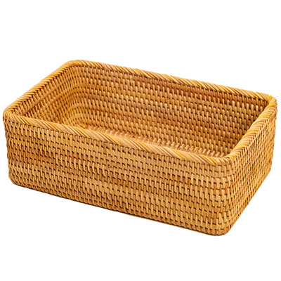 梵鱼木语收纳筐长方形藤编置物篮