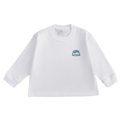 男童长袖t恤宽松纯棉白色男童韩版潮牌痞帅炸街春秋打底上衣