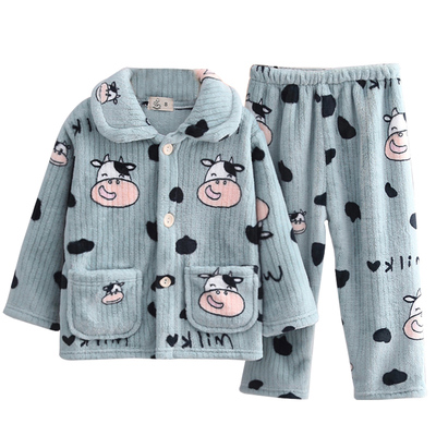 秋冬季男童长袖珊瑚绒小孩家居服