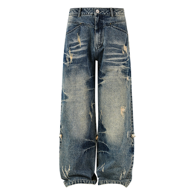 PASET美式复古水洗牛仔裤