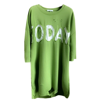 韩版春装字母绣花卫衣女中长款胖mmT恤破洞棉大码宽松上衣t裙子潮