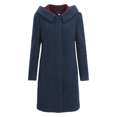 连帽拼色肌理大衣靓诺