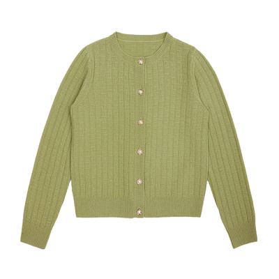 鹿王100%山羊绒衫女圆领开衫