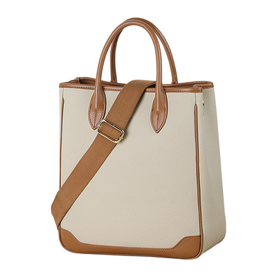 头层牛皮撞色托特大容量包包