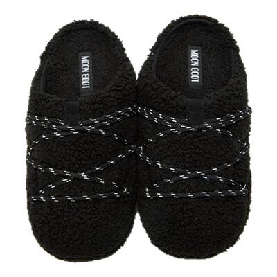 Moon Boot2026早春新款男女同款黑色毛毛拖鞋
