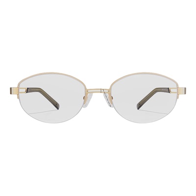 初明钛架老钱风椭圆半框眼镜女