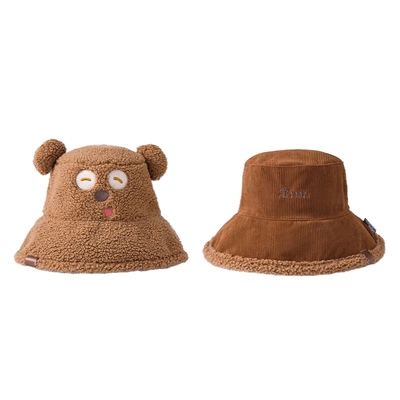 环球影业小黄人羊羔绒双面渔夫帽TIM熊款2024年冬季新款