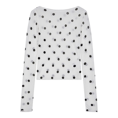 SLY 2026早春新品甜美风波点撞色修身圆领毛针织衫030JSA01-0281