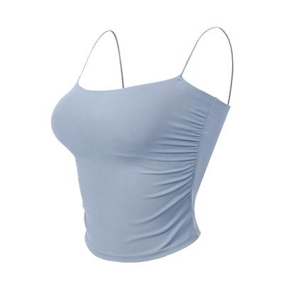 annerun运动健身侧腰抽褶背心