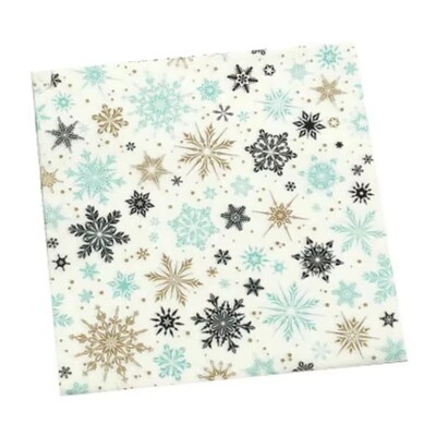 彩色印花餐巾纸圣诞雪花款创意纸巾节日派对西餐桌桌垫方形口布纸