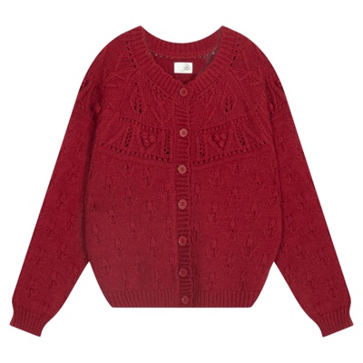 SEE YOU at PIZZA 针织衫女2025冬季新款甜美镂空开衫618520