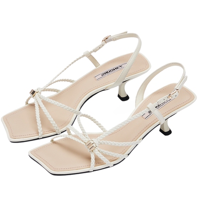 73hours法式细高跟绑带显瘦凉鞋