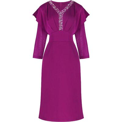 通勤气质修身收腰重工钉珠