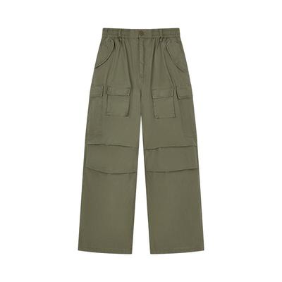 USHI悠时 潮酷街头多口袋设计感时尚个性直筒工装裤纯色易搭男装