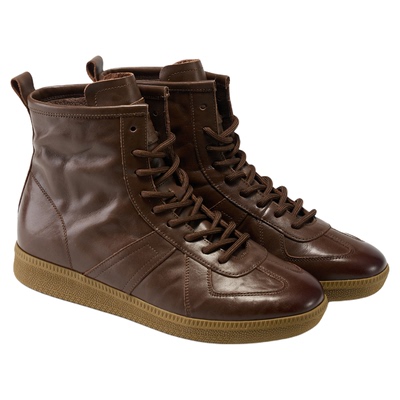 fed复古短靴冬季新款女靴高帮休闲鞋棕色厚底拳击靴女S1009-ZC312