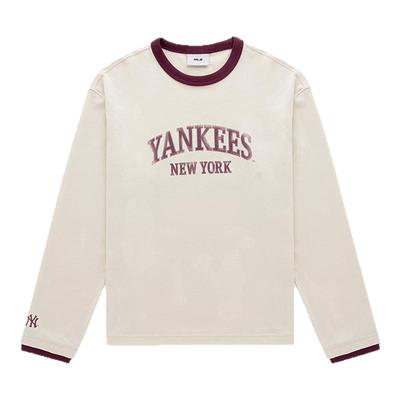 MLB官方 男女情侣学院风拼接撞色运动休闲长袖T恤25秋季新款TSV20