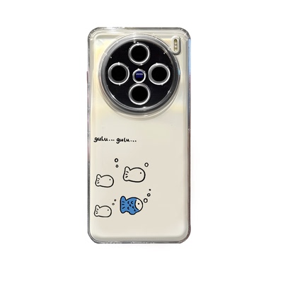 可爱猫咪小鱼适用vivox300pro情侣手机壳vivox200mini简约小众x100s镜头全包ultra透明x90男女80新款70防摔60