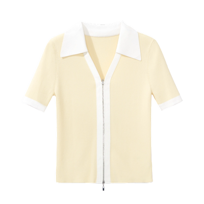 【商场同款】HPLY荷比俪夏季新款女撞色廓形修身显瘦针织衫