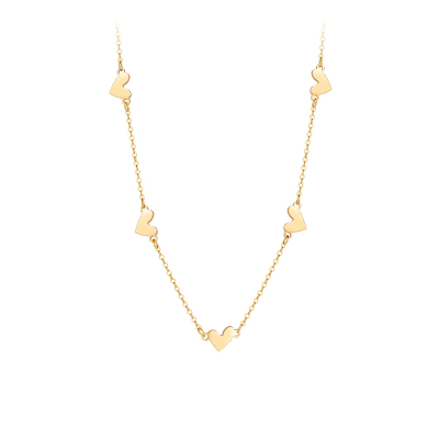 明牌珠宝18K金几何爱心项链