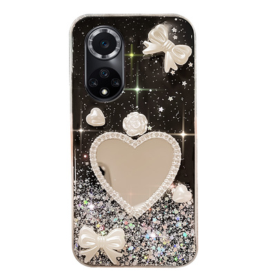 透明奢华高级感带镜子适用华为nova9手机壳nove9pro新款no10se网红n0va8补妆镜7es女款活力版p50散热p40十+软