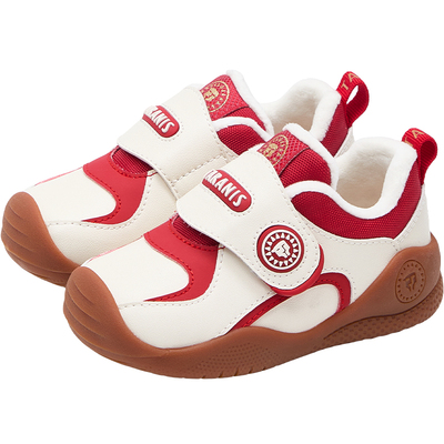 泰兰尼斯宝宝学步鞋冬季加绒保暖男宝学走路机能鞋女宝防滑鞋子