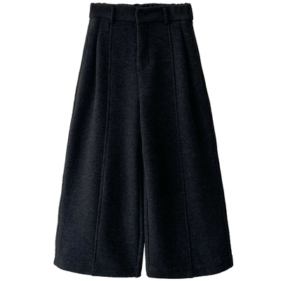 毛呢羊毛宽松直筒加绒休闲阔腿裤