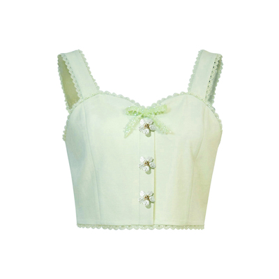 重工钉珠吊带背心女上衣