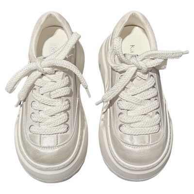 6CM增高~轻便厚底真皮小白鞋女