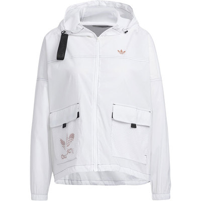 Adidas/阿迪达斯正品三叶草拼接女子连帽运动夹克外套HR6464