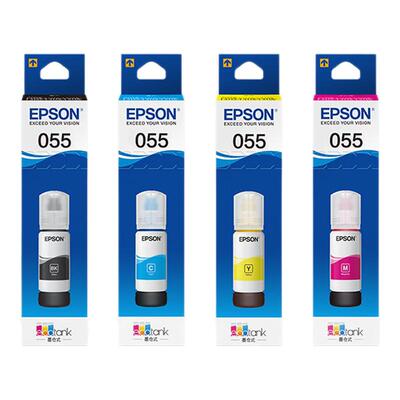 爱普生（EPSON）原装055墨水适用L1318/L3318/L3319/L5398 打印机墨水 055BK/C/M/Y 【四色套盒】